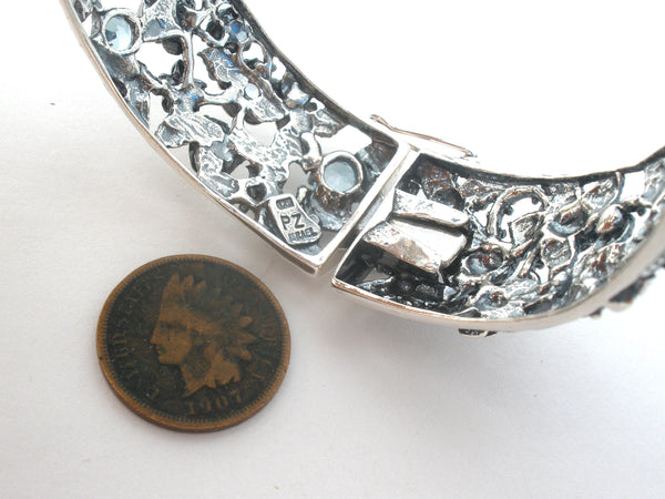 Blue Topaz Rose Flower Bangle Bracelet OR PAZ – The Jewelry Lady's Store