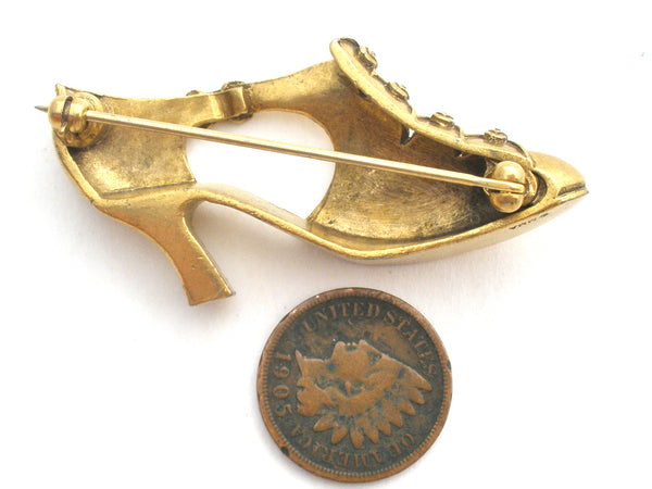 Vintage Shoe Brooch MMA Matte Gold Tone Pin – The Jewelry Lady's Store